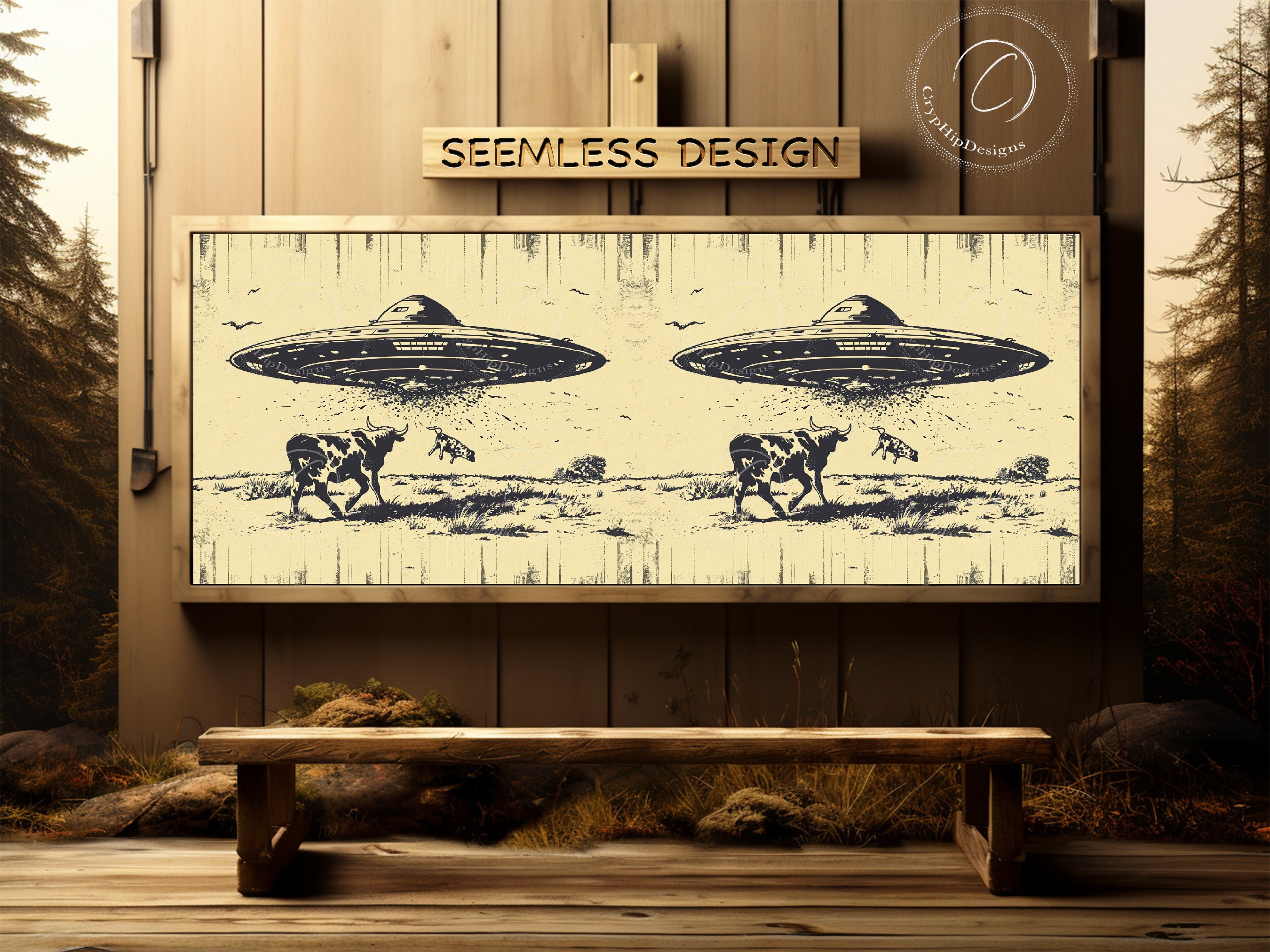 Alien Abduction, UFO Design, Cow Tractor Beam, 20 Oz Seamless Straight ...