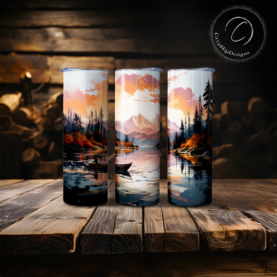 20 Oz Seamless Skinny Tumbler Wrap, Nature, Nature Tumbler Wrap ...