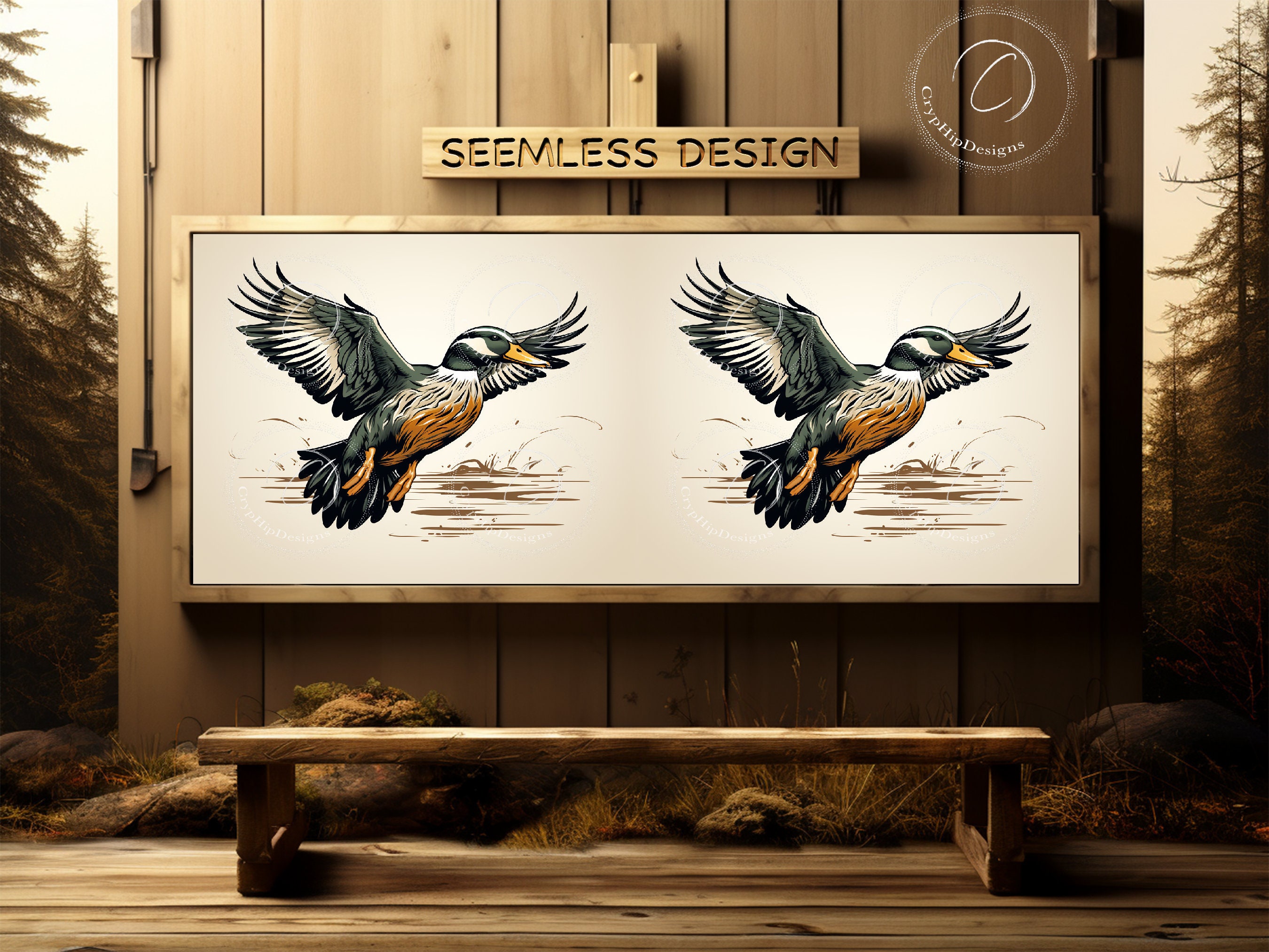 Bird Hunting Design, Duck, 20 Oz Seamless Skinny Tumbler Wrap ...