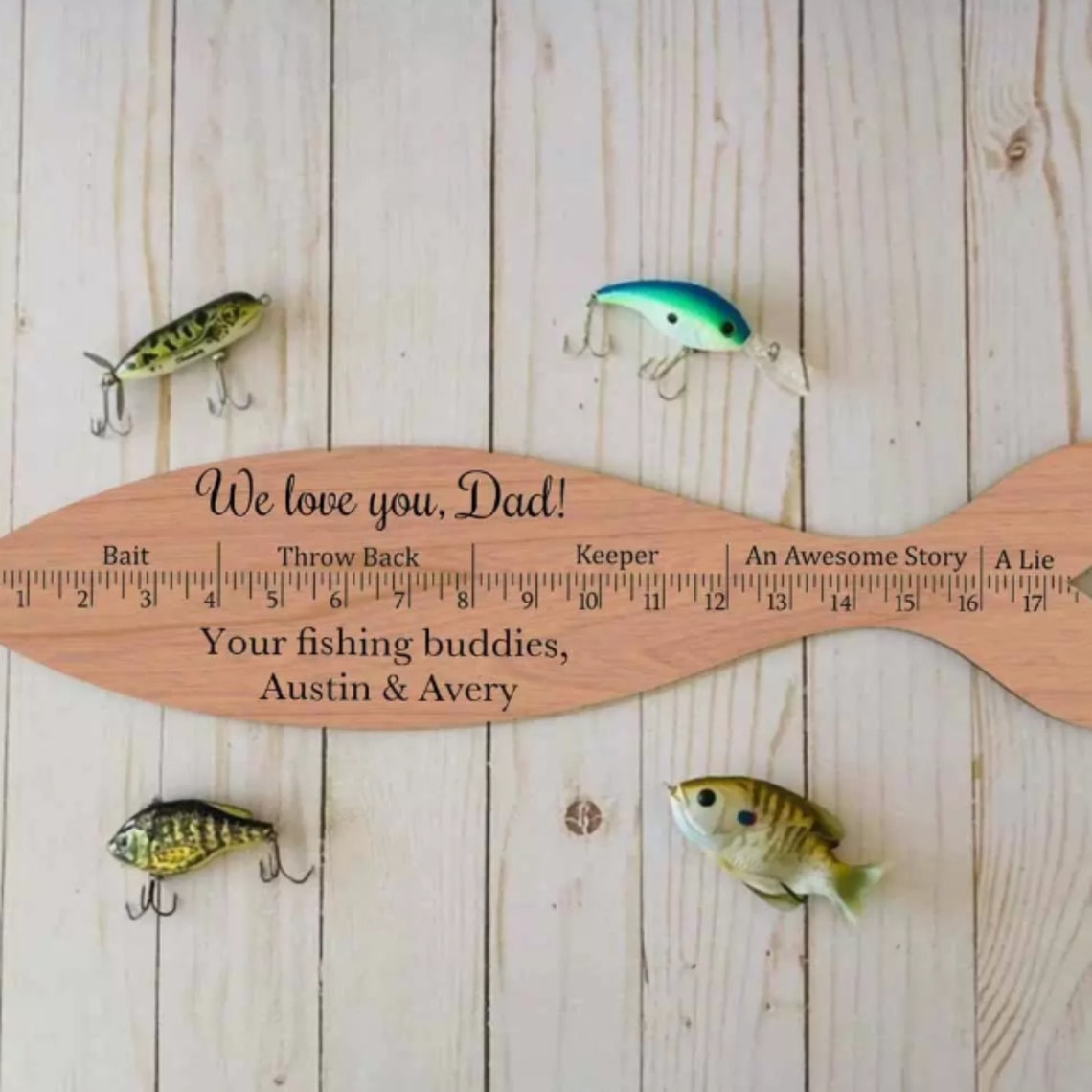Personalized Wooden Fish Ruler Measurement Tool Fish Measurement ...