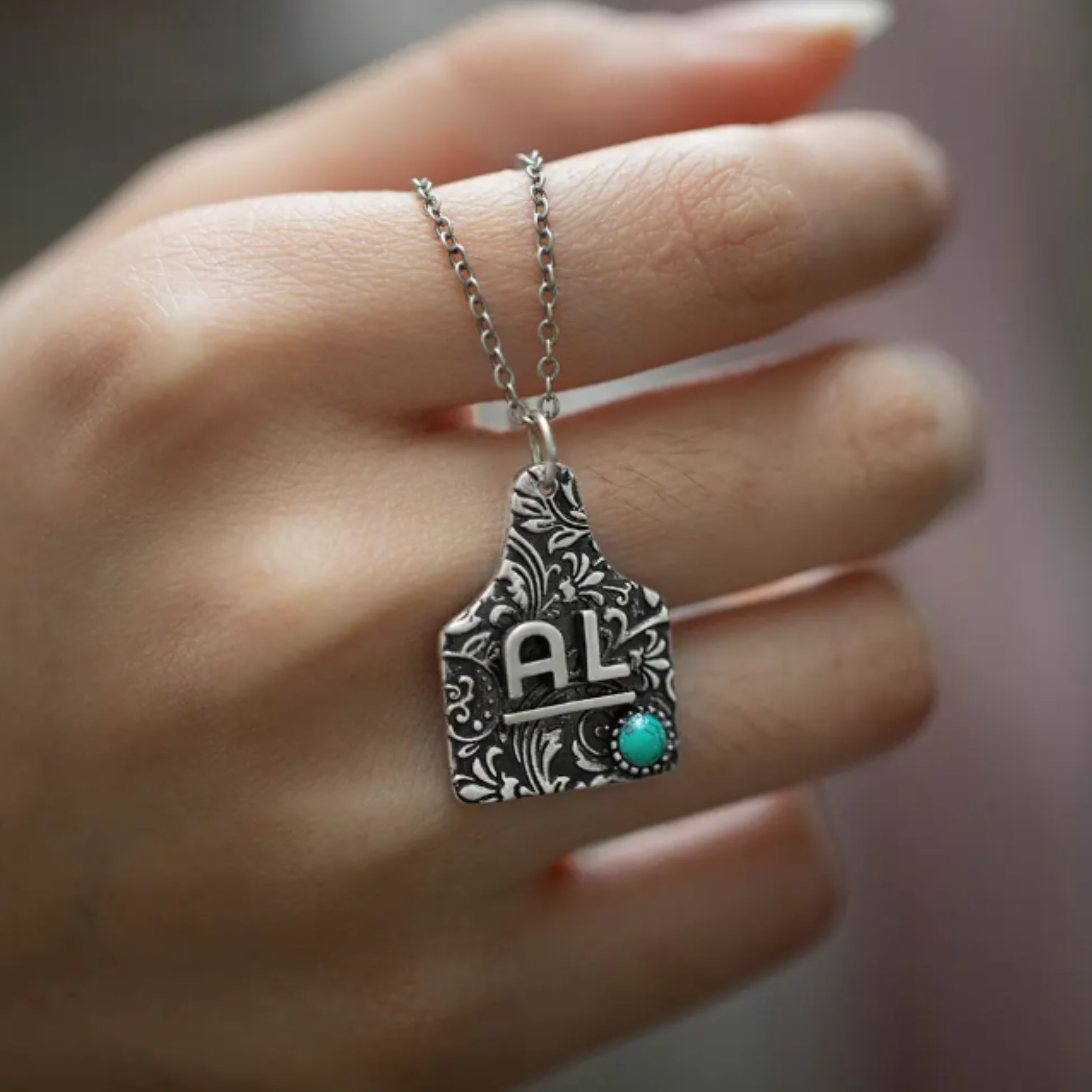 Customized Cattle Tag Necklace Sterling Silver 925 Logo Brand Pendant ...