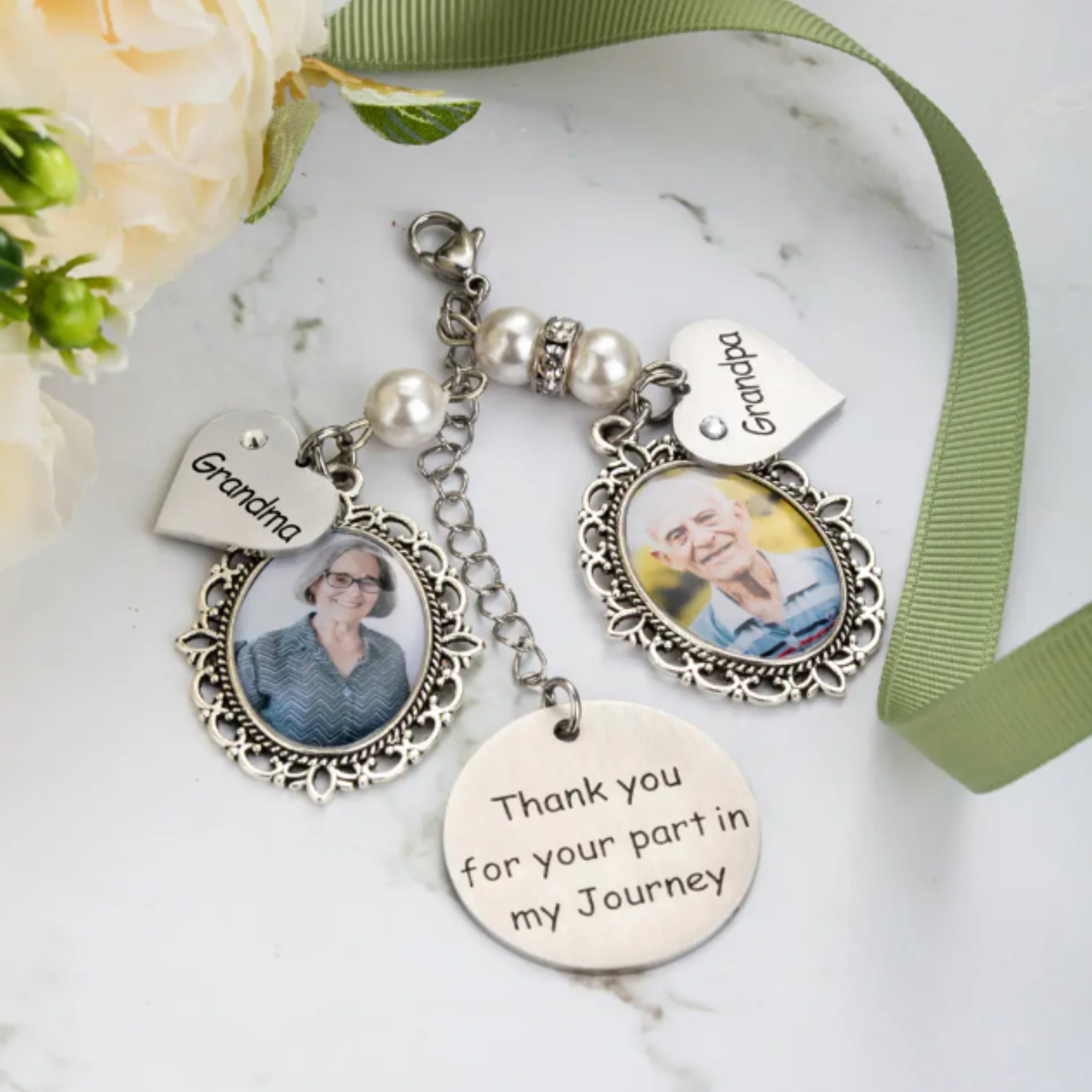 Personalized Photo Charm for Bridal Memorial Bouquet, Custom Engraved ...