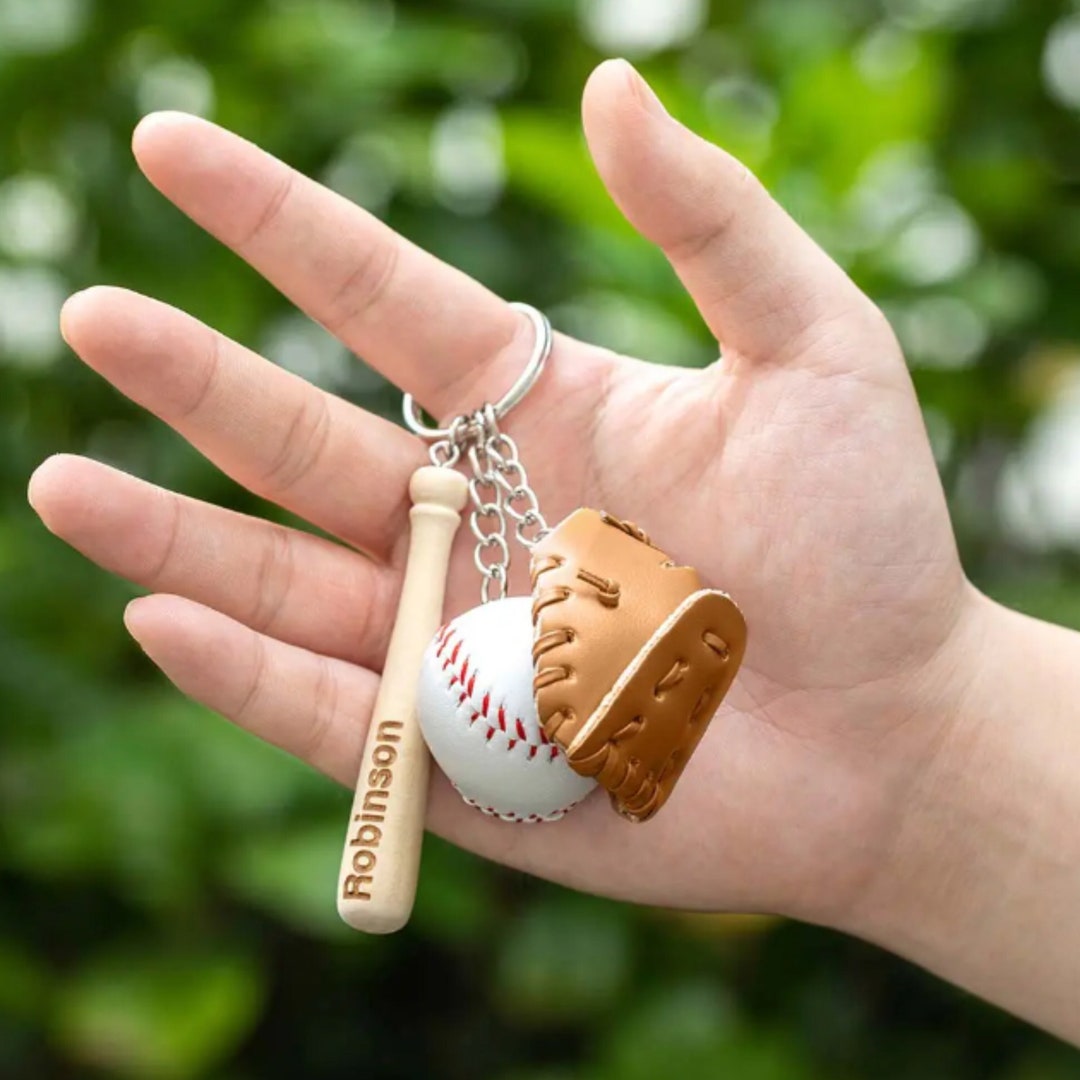 Custom Baseball Keychain With Name Engraved, Cute Keyring Gift for ...