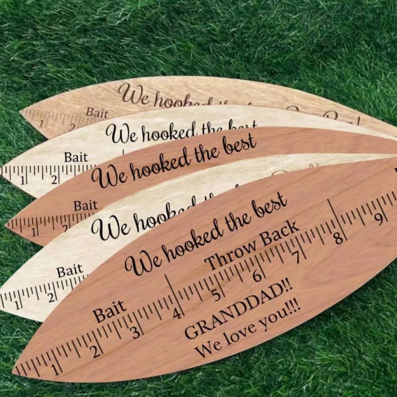 Personalized Wooden Fish Ruler Measurement Tool Fish Measurement ...