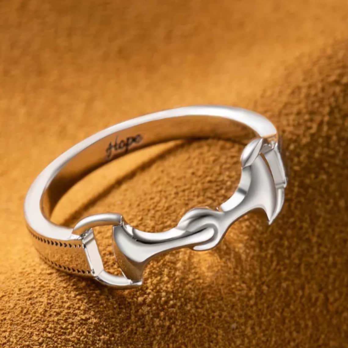 Personalized Name Engraving Horse Bit Ring Unisex Dainty Jewelry Custom ...