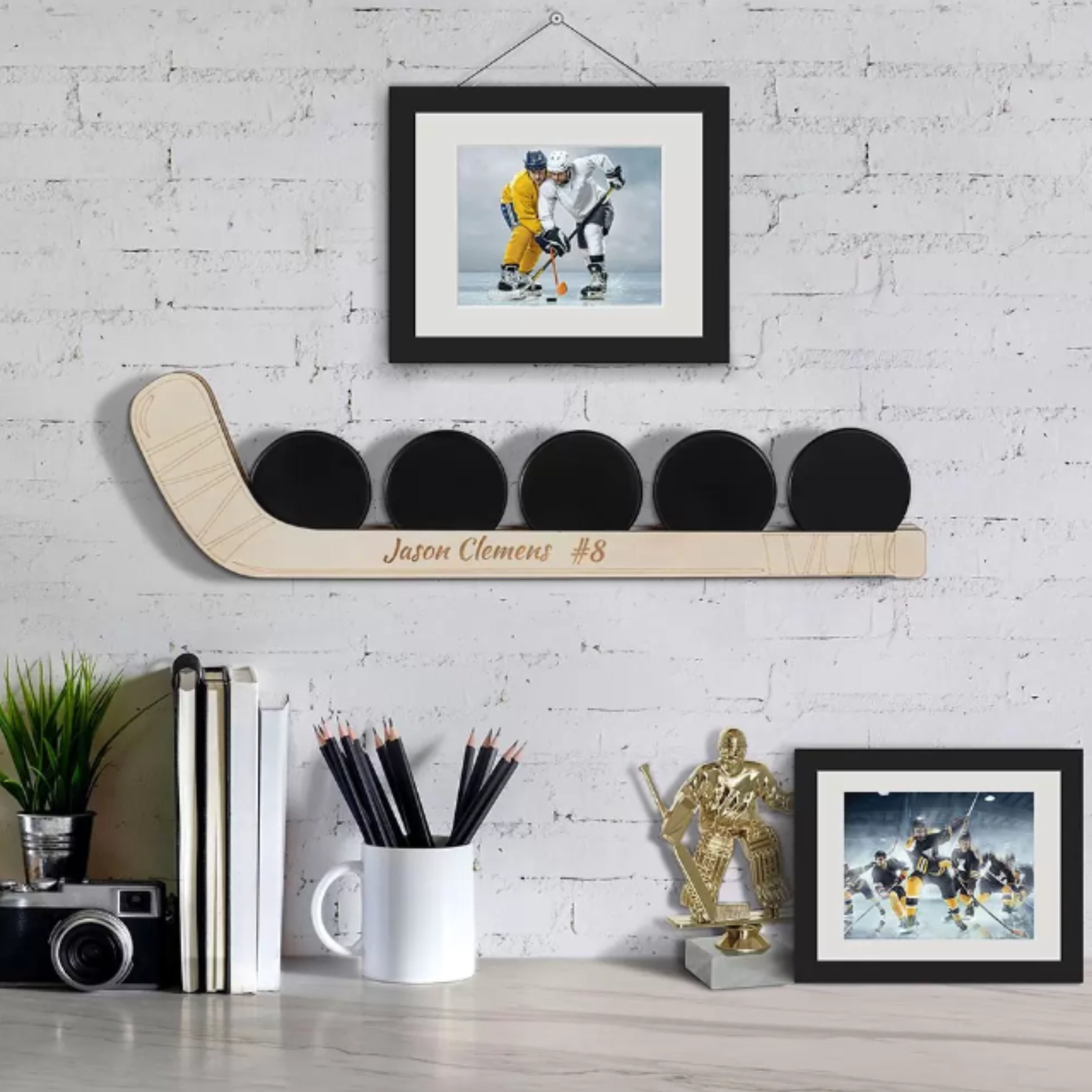 Customized Hockey Puck Display Shelf Gifts for Hockey Players Wooden ...