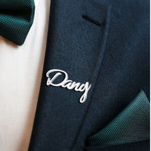 Custom Name Lapel Pin for Men Initial Brooch for Groom Personalized ...