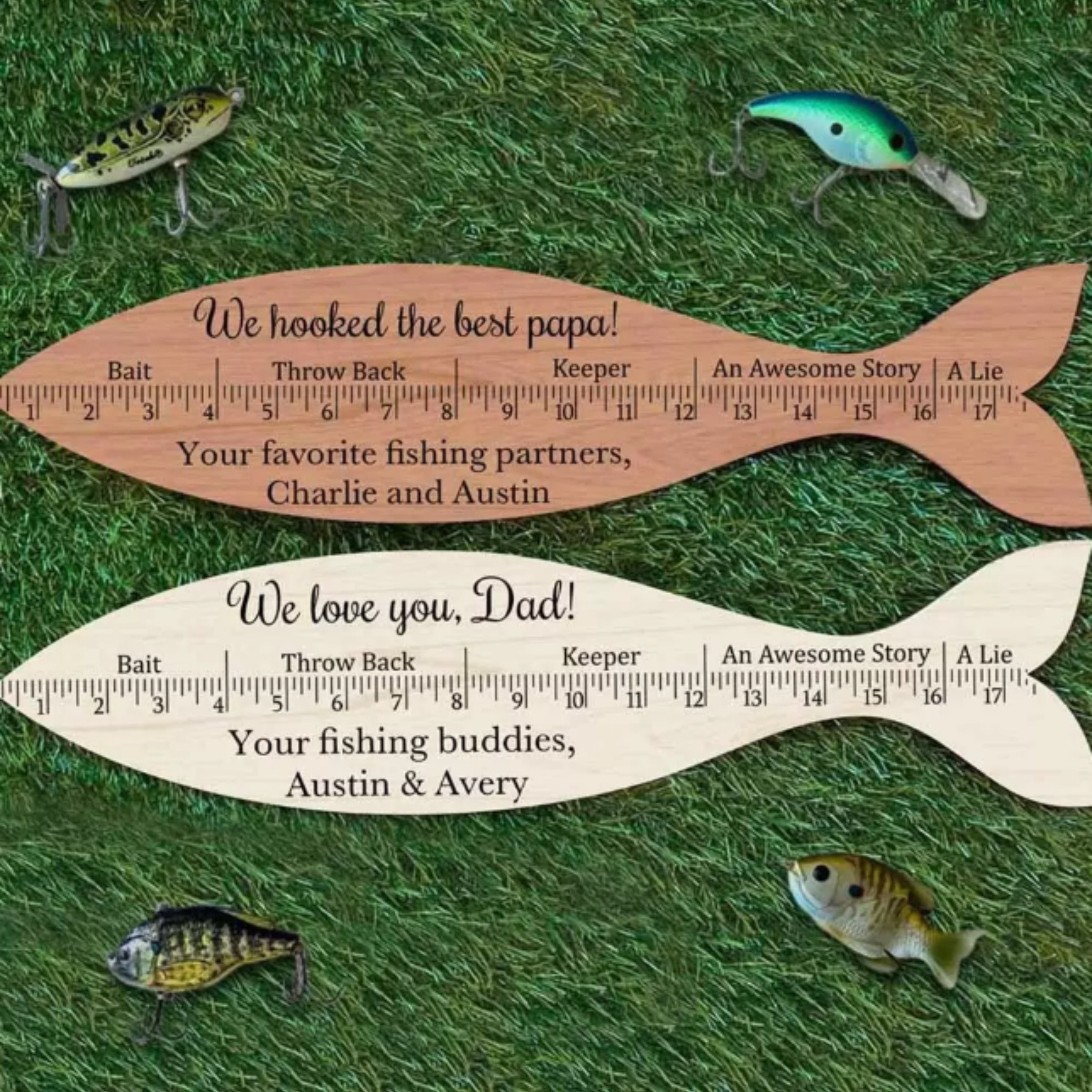 Personalized Wooden Fish Ruler Measurement Tool Fish Measurement ...