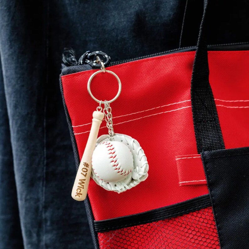 Personalized Mini Baseball Keychain Custom Engraved Name Bat Keyring ...