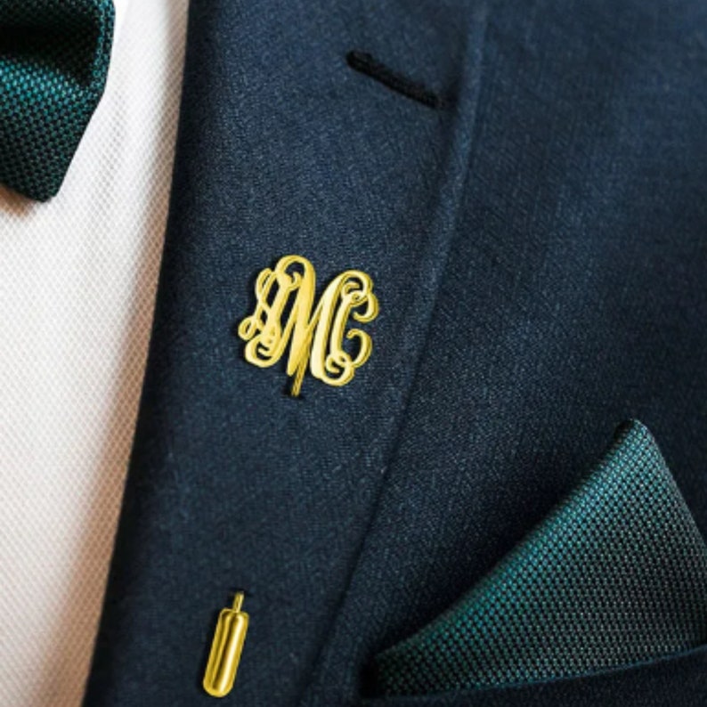 Custom Name Lapel Pin for Men Initial Brooch for Groom Personalized ...