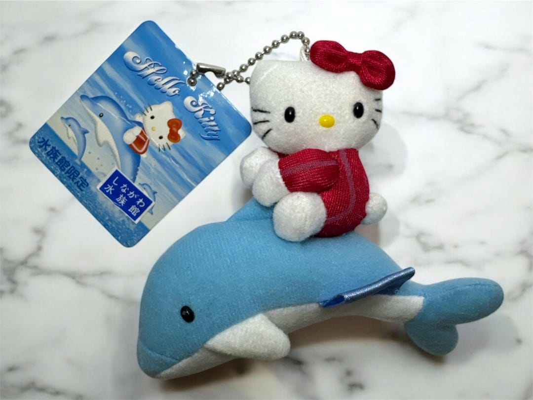 Kitty X Dolphin Plush Keychain - Japanese Aquarium Exclusive - Sanrio ...