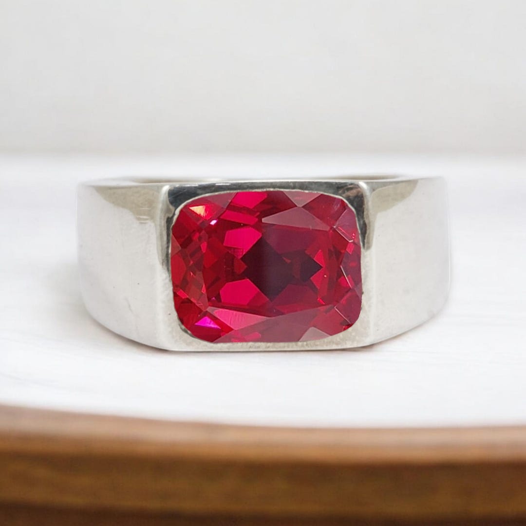 Handmade Ruby Men's Ring: 925 Sterling Silver, Personalized Gift for ...