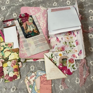Beautiful Handmade Tri-fold Rose Junk Journal For Journaling Notes 