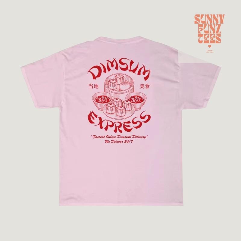 Dim Sum Retro Graphic T-shirt Funny Chinese Food Tee Womens Oversized ...