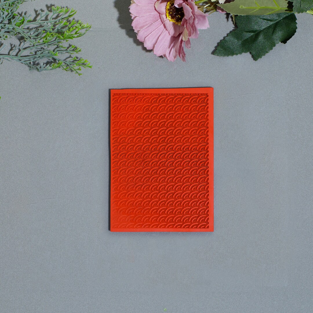 Polymer Clay Texture Tile Mat, Rubber Stamp Mat Geometrical Fan Pattern ...