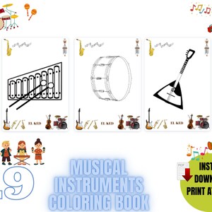 Musical Instrument Coloring Pages - Use at Home or School - Music ...