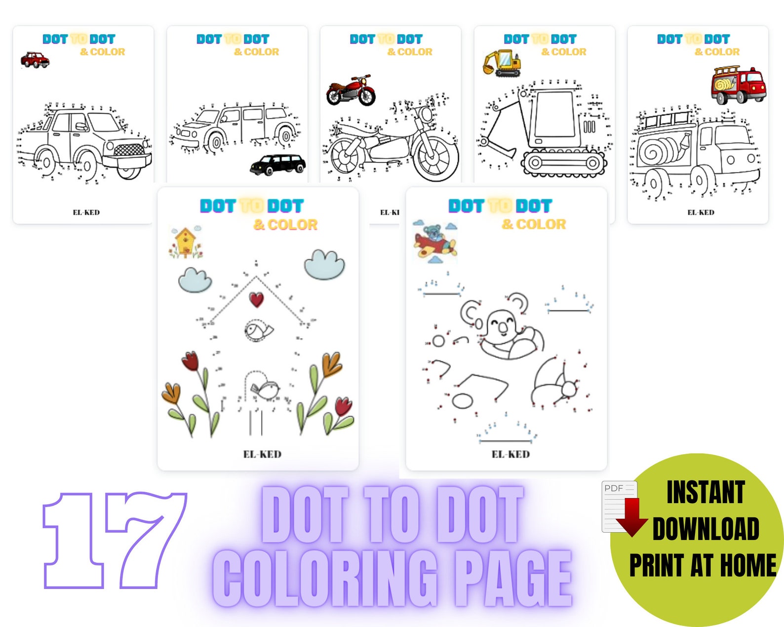Printable Dot to Dot for Kids, Vehicle Tool Connect the Dots, Preschool ...