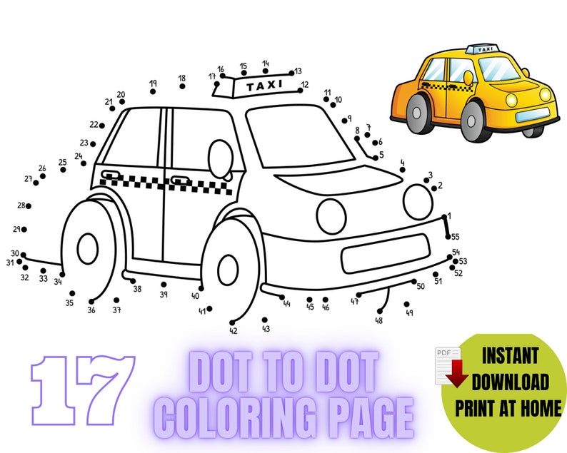 Printable Dot to Dot for Kids, Vehicle Tool Connect the Dots, Preschool ...
