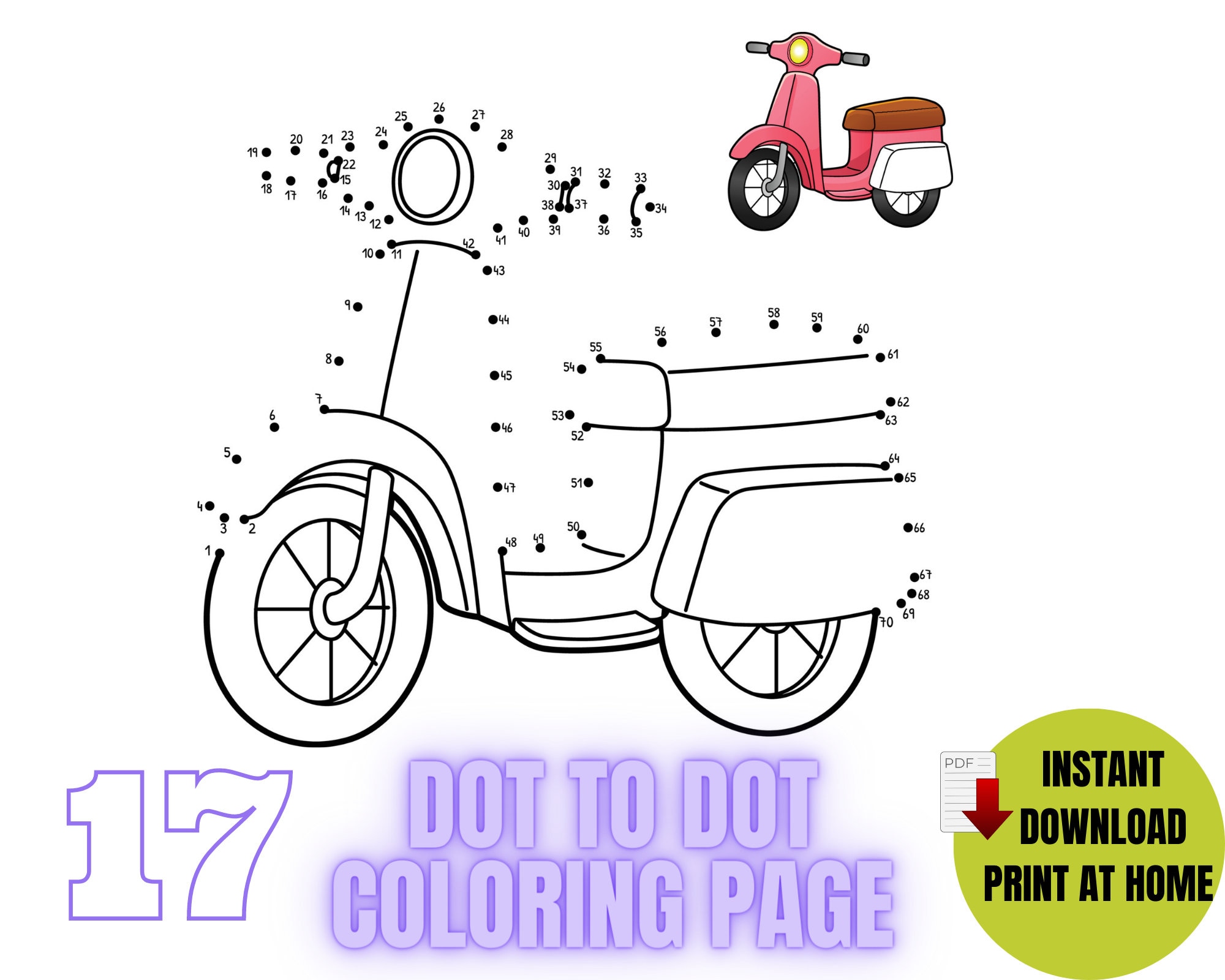 Printable Dot to Dot for Kids, Vehicle Tool Connect the Dots, Preschool ...