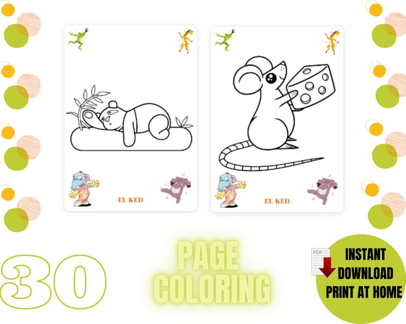 Coloring Pages Pack, 30 Animal Coloring Pages for Kids, Coloring Book ...