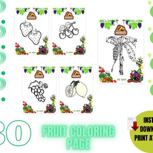 Fruit Coloring Pages, Fruit Coloring Book for Kids, Digital Download ...
