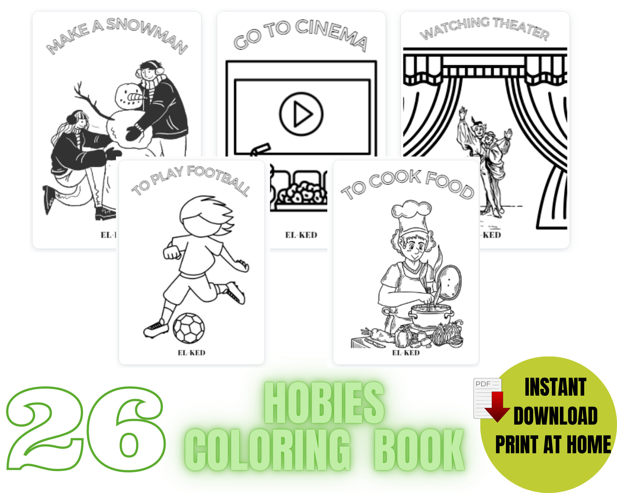 26 Hobbies Coloring Pages, Professions Coloring Pages, Habits Coloring ...