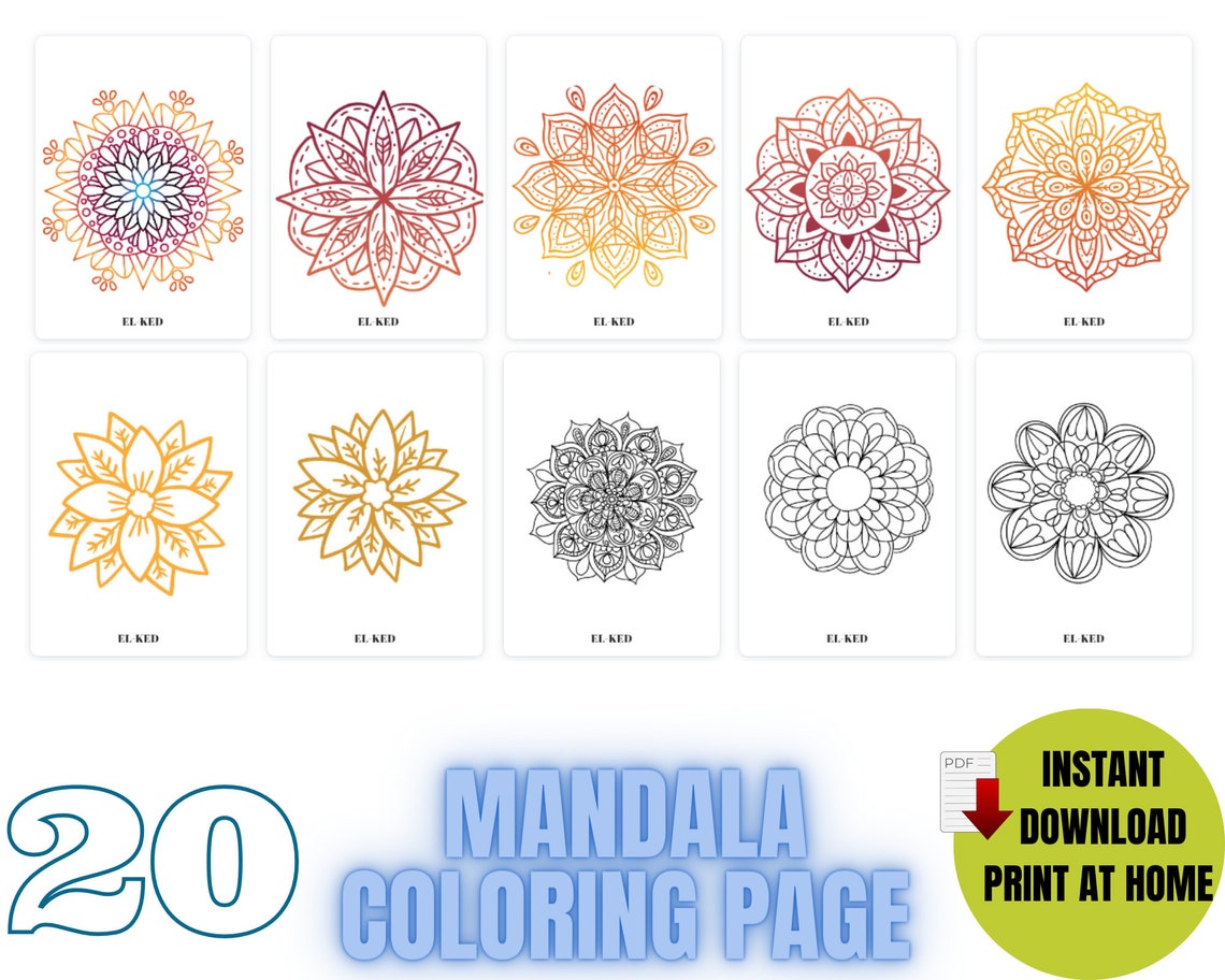 20 Mandala Coloring Books PDF Printable Coloring Pages - Etsy