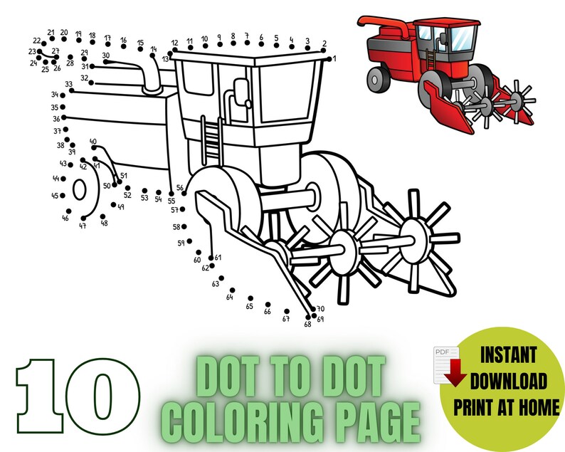 10 Pages Kids Dot to Dot, Farm , Farm Animals Connect the Dots ...