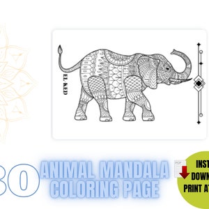 Mandala Animals Coloring Pages for Adults Coloring Book Printable ...