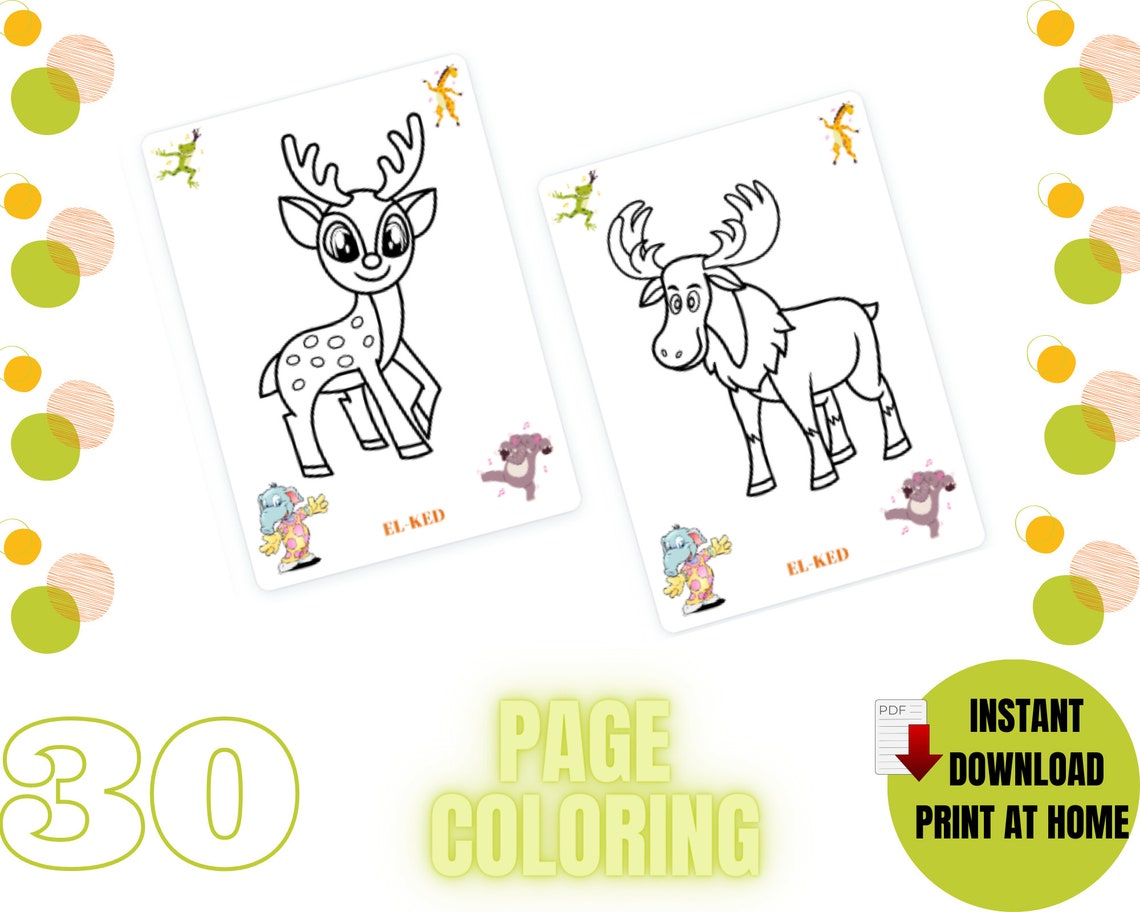 Coloring Pages Pack, 30 Animal Coloring Pages for Kids, Coloring Book ...