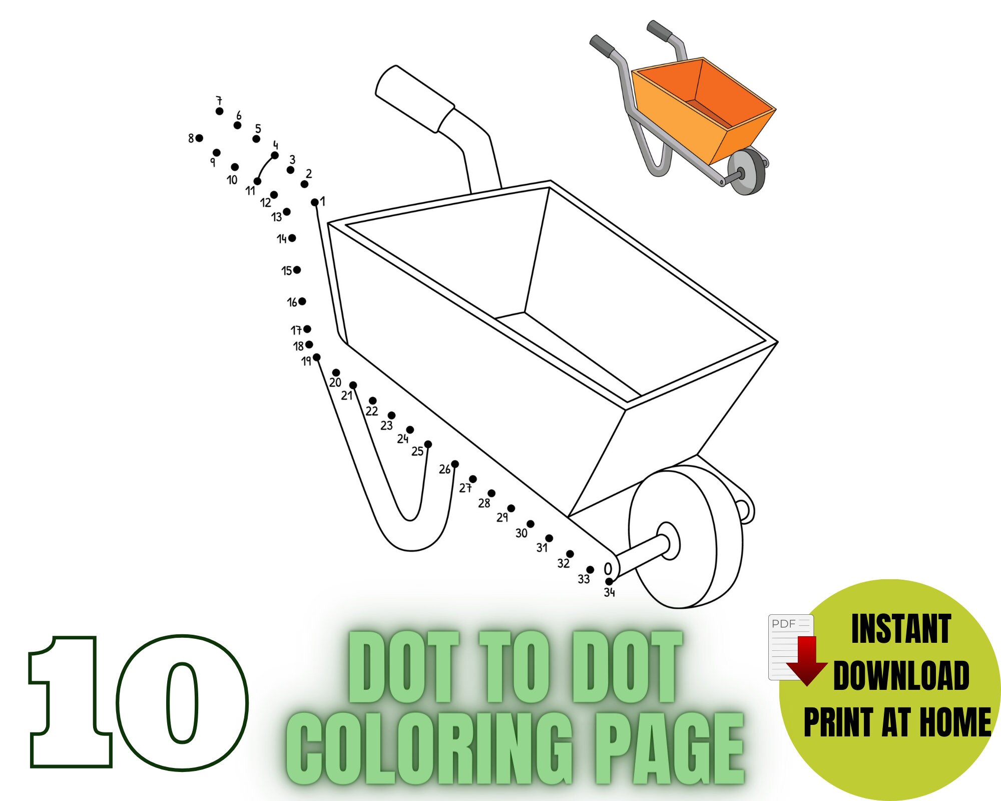 10 Pages Kids Dot to Dot, Farm , Farm Animals Connect the Dots ...