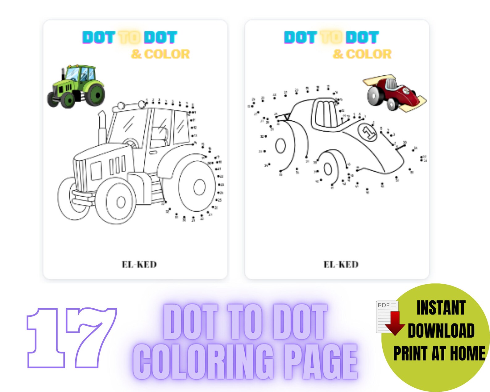Printable Dot to Dot for Kids, Vehicle Tool Connect the Dots, Preschool ...