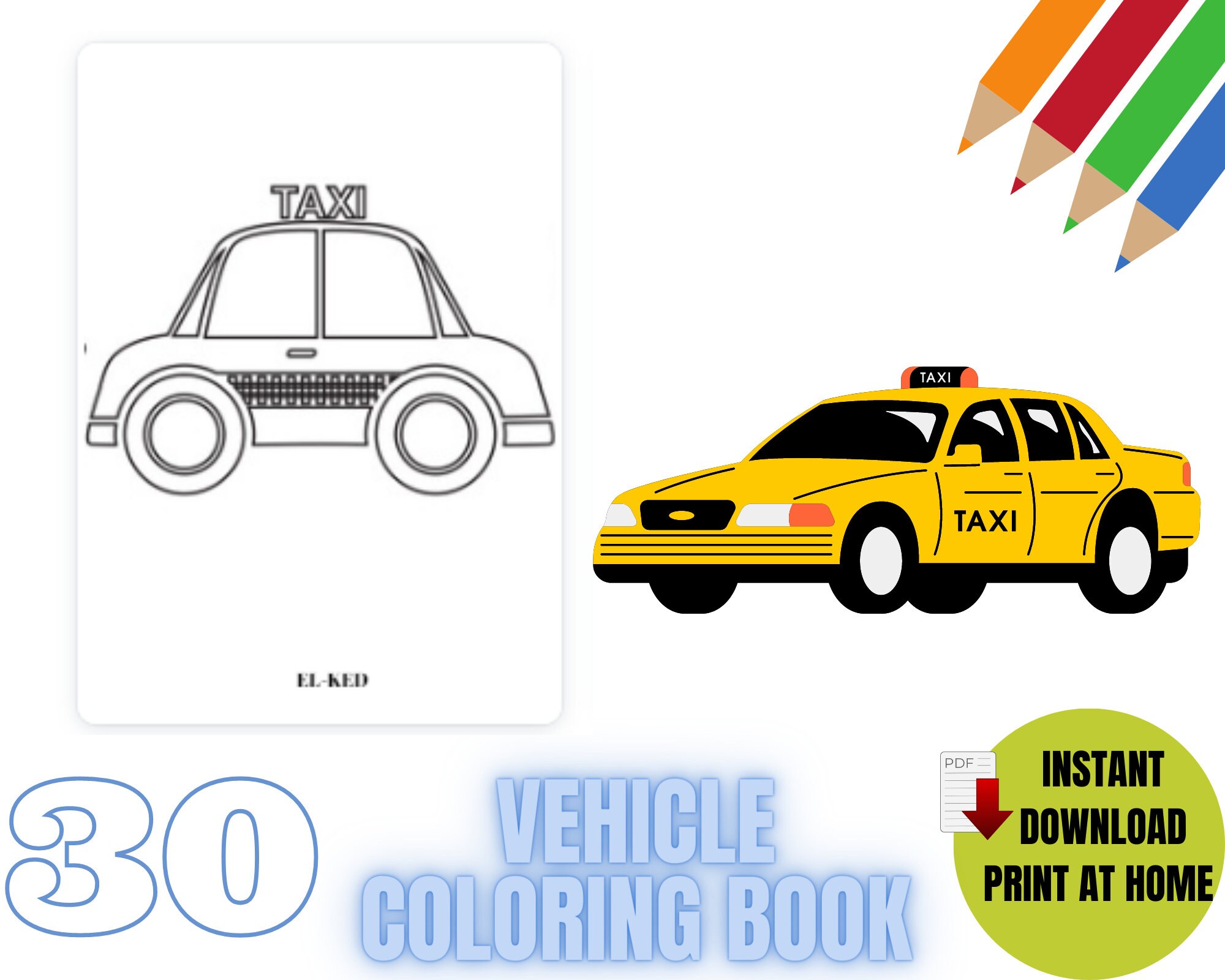 30 Vehicle Coloring Pages for Kids Printable Transportation Coloring ...