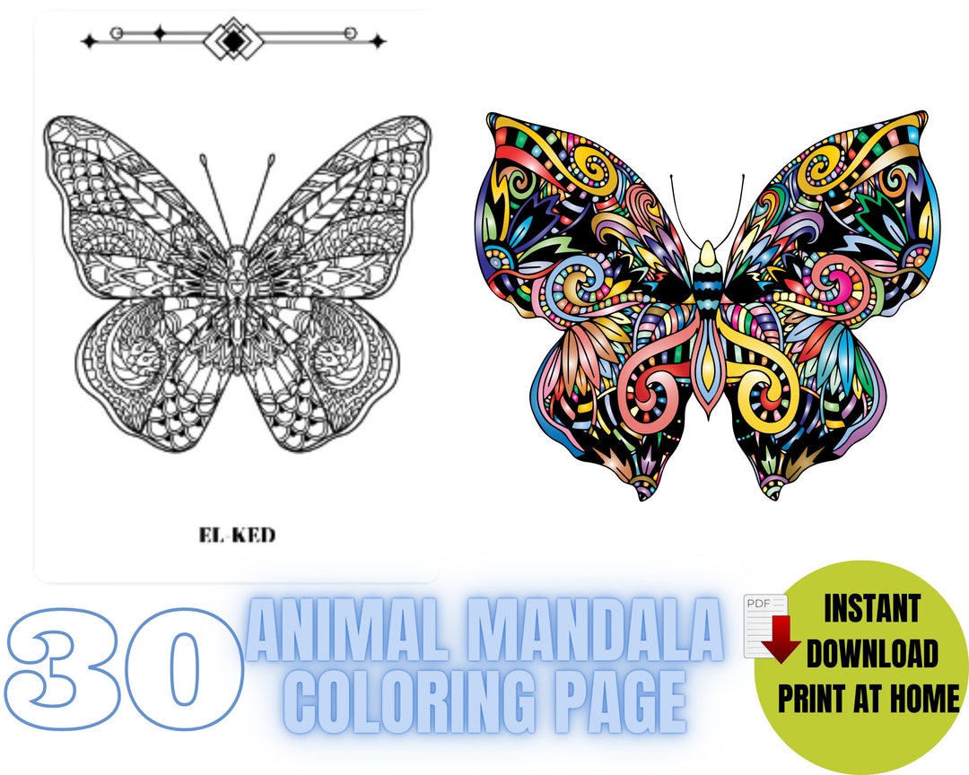 Mandala Animals Coloring Pages for Adults Coloring Book Printable ...