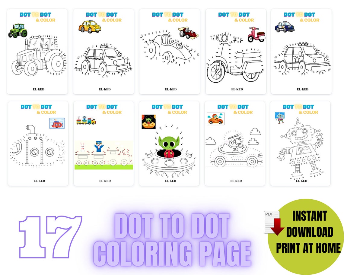 Printable Dot to Dot for Kids, Vehicle Tool Connect the Dots, Preschool ...