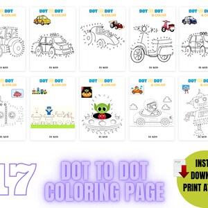 Printable Dot to Dot for Kids, Vehicle Tool Connect the Dots, Preschool ...