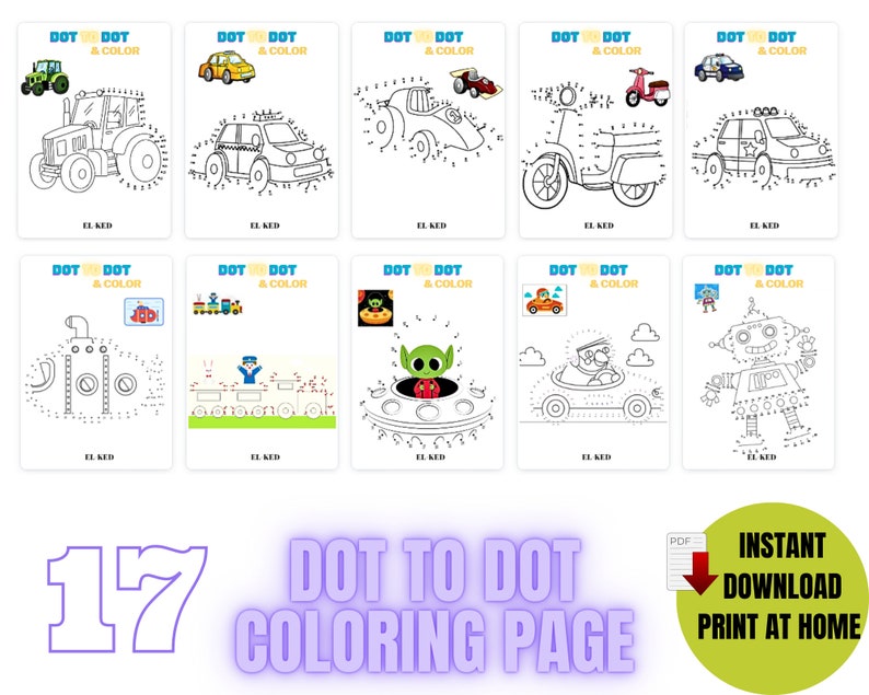 Printable Dot to Dot for Kids, Vehicle Tool Connect the Dots, Preschool ...