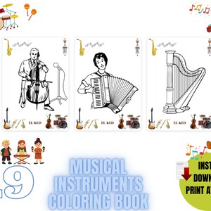 Musical Instrument Coloring Pages - Use at Home or School - Music ...