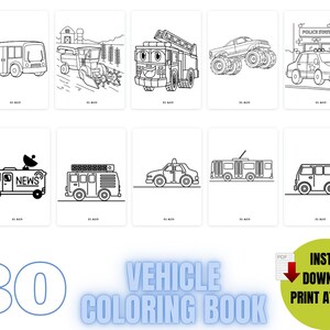 30 Vehicle Coloring Pages for Kids Printable Transportation Coloring ...