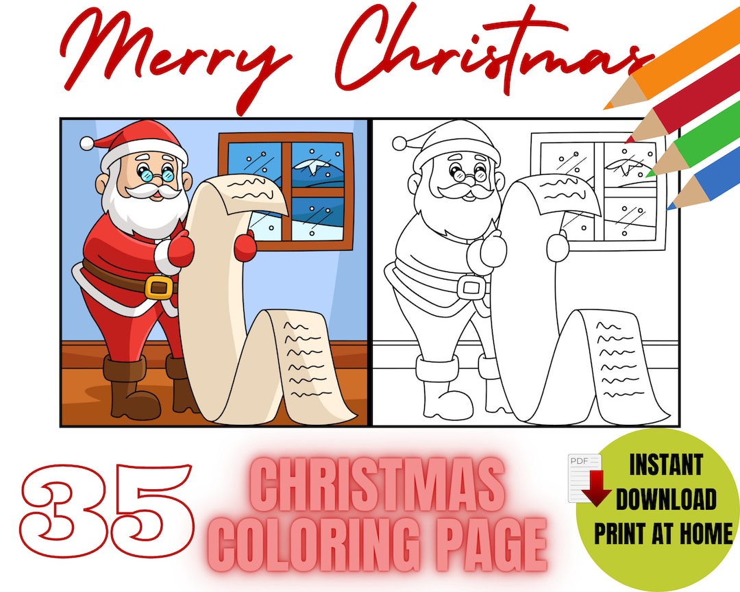 35 Christmas Coloring Pages: PDF Coloring Christmas Printables, Winter ...