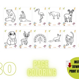 Coloring Pages Pack, 30 Animal Coloring Pages for Kids, Coloring Book ...