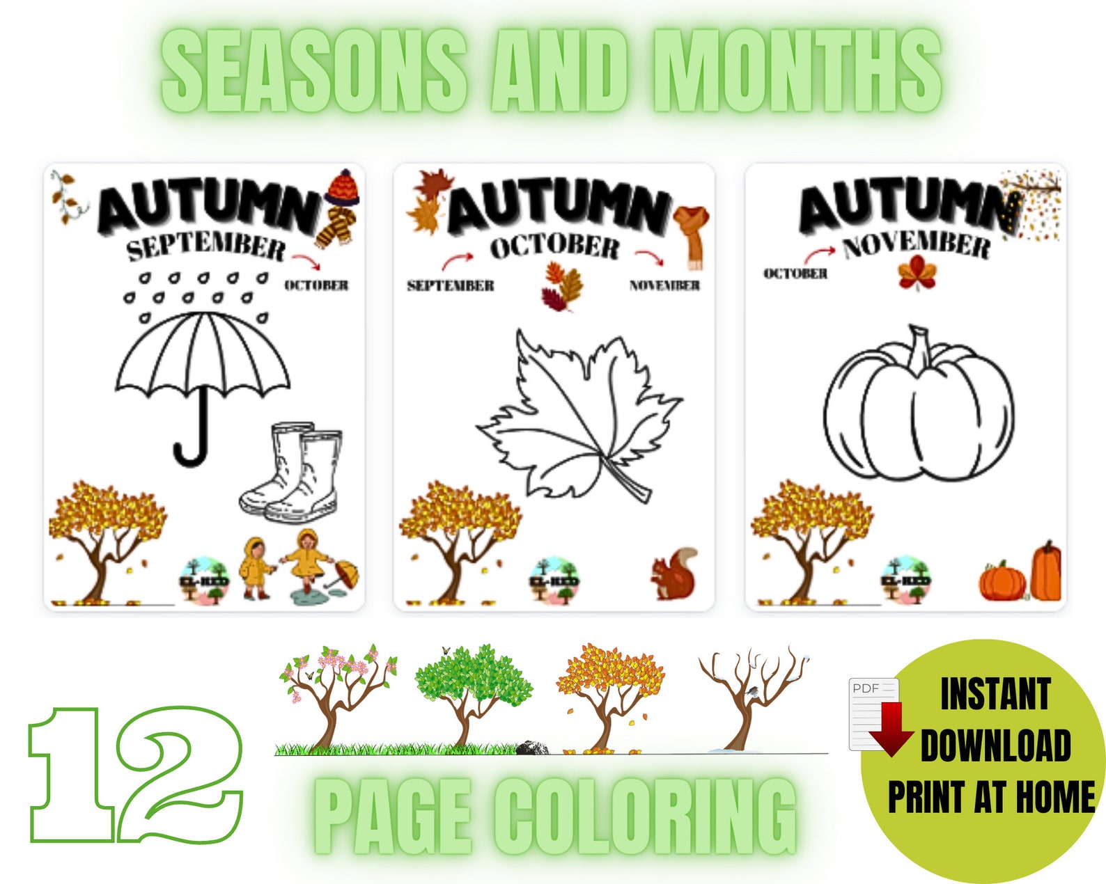 The Four Seasons of Fun: Printable Coloring Pages With Seasonal ...
