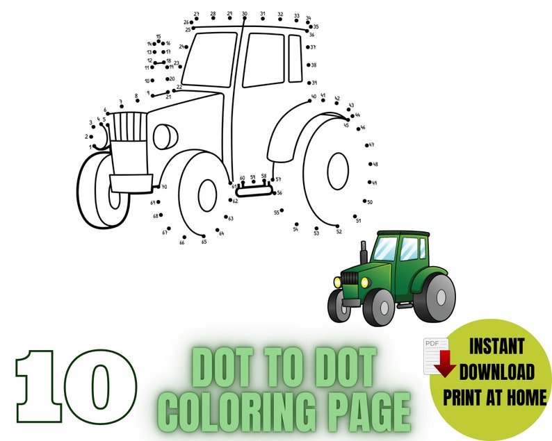 10 Pages Kids Dot to Dot, Farm , Farm Animals Connect the Dots ...