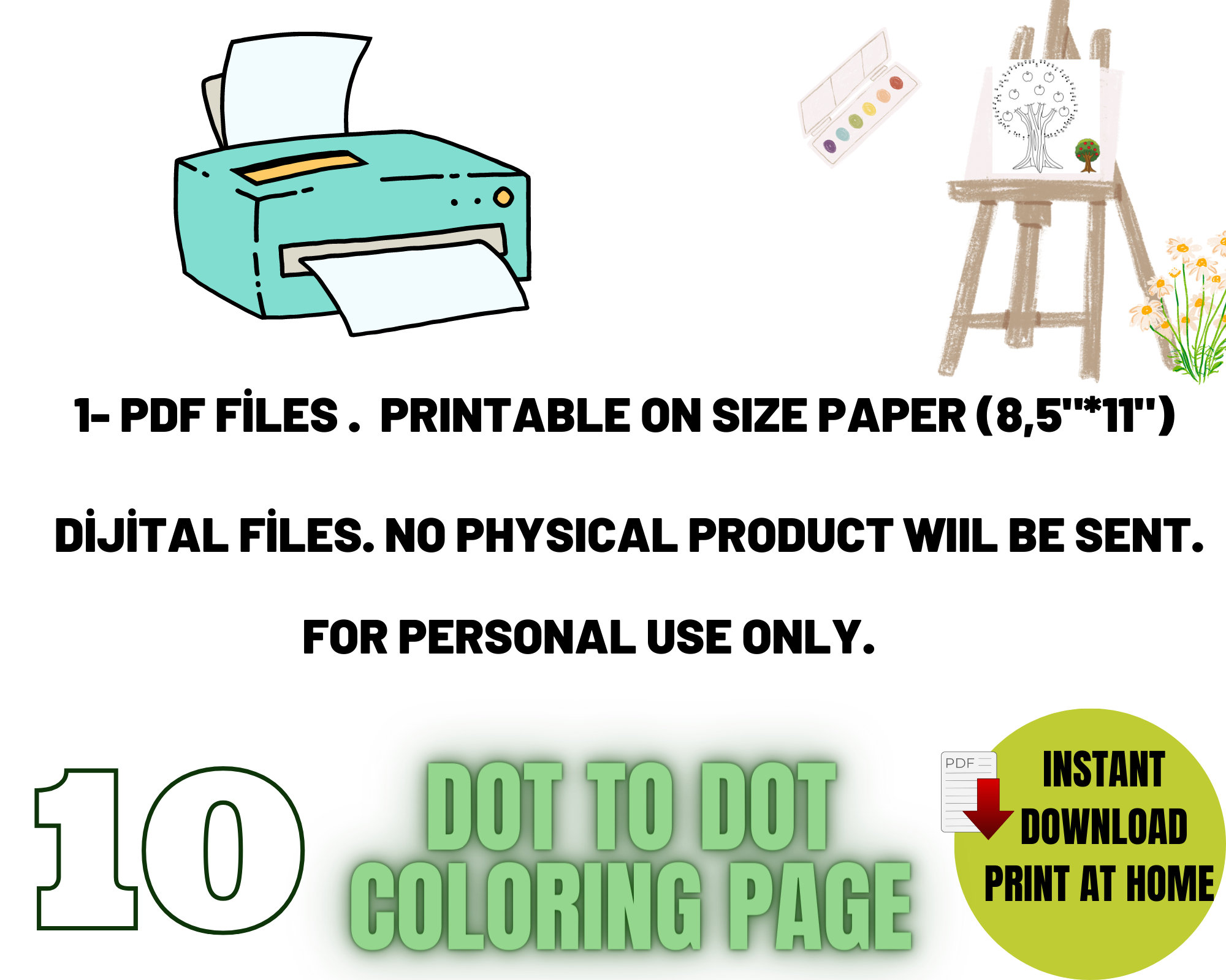 10 Pages Kids Dot to Dot, Farm , Farm Animals Connect the Dots ...