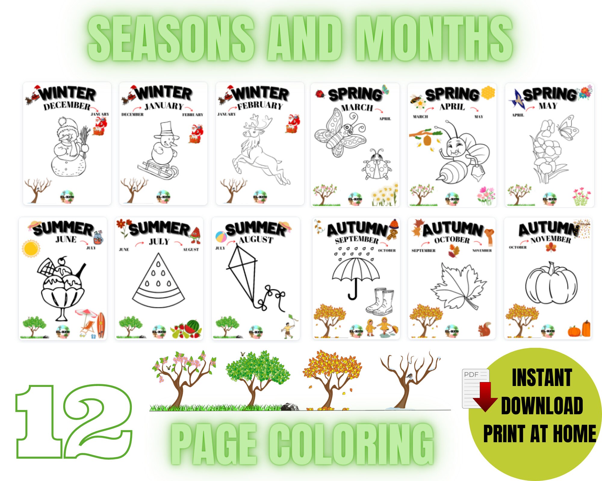 The Four Seasons of Fun: Printable Coloring Pages With Seasonal ...