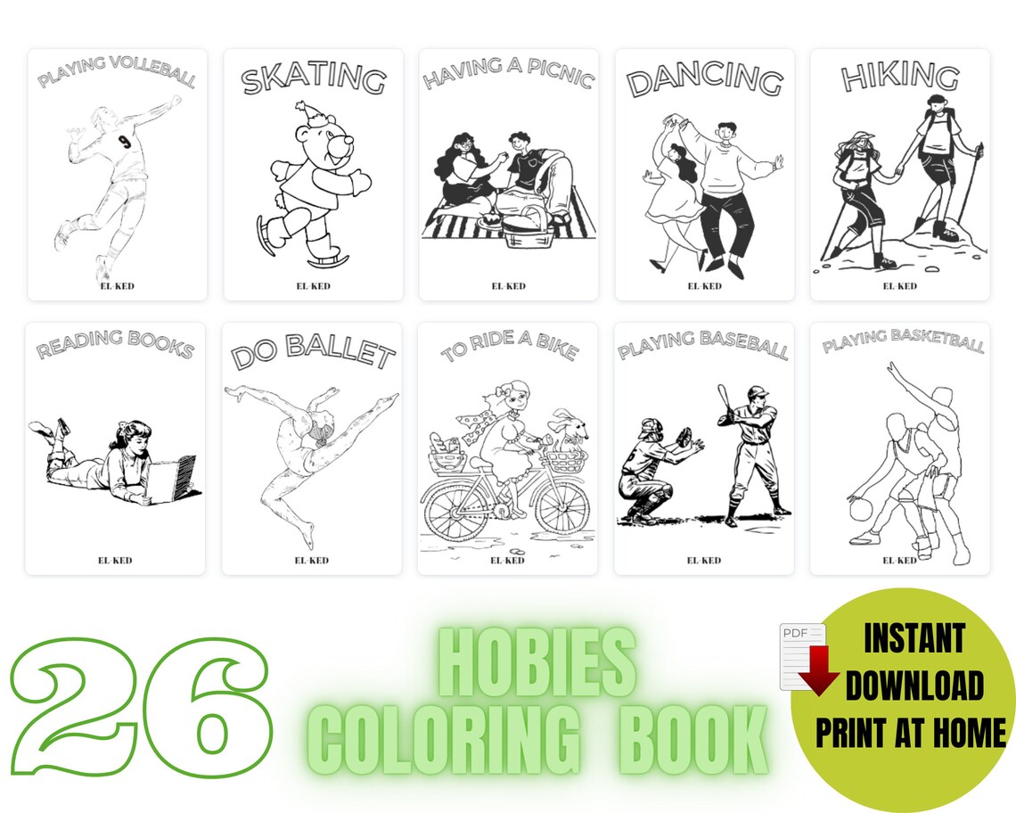 26 Hobbies Coloring Pages, Professions Coloring Pages, Habits Coloring ...