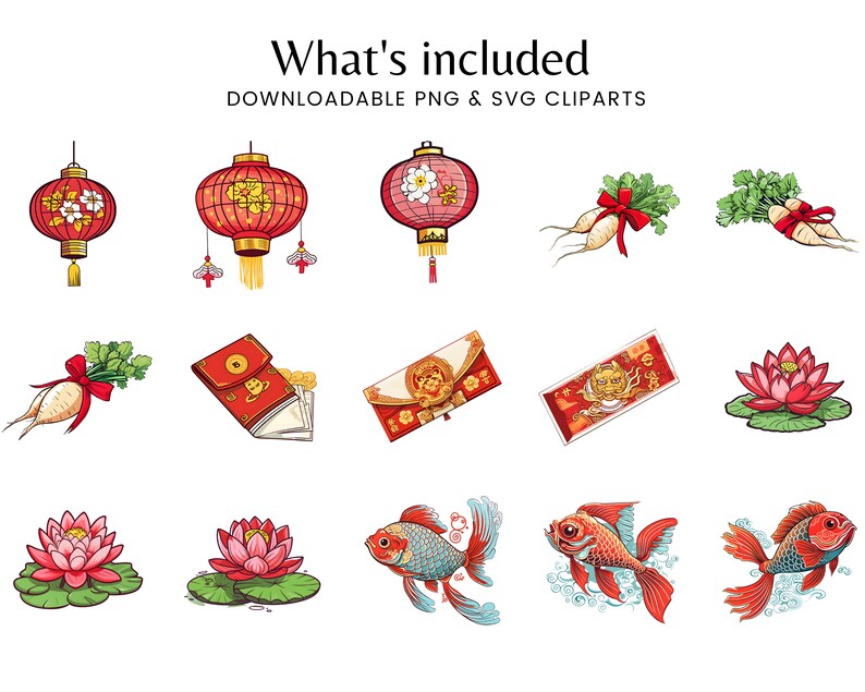 Chinese Lanterns, Chinese New Year Clipart, Digital Download, Chinese ...