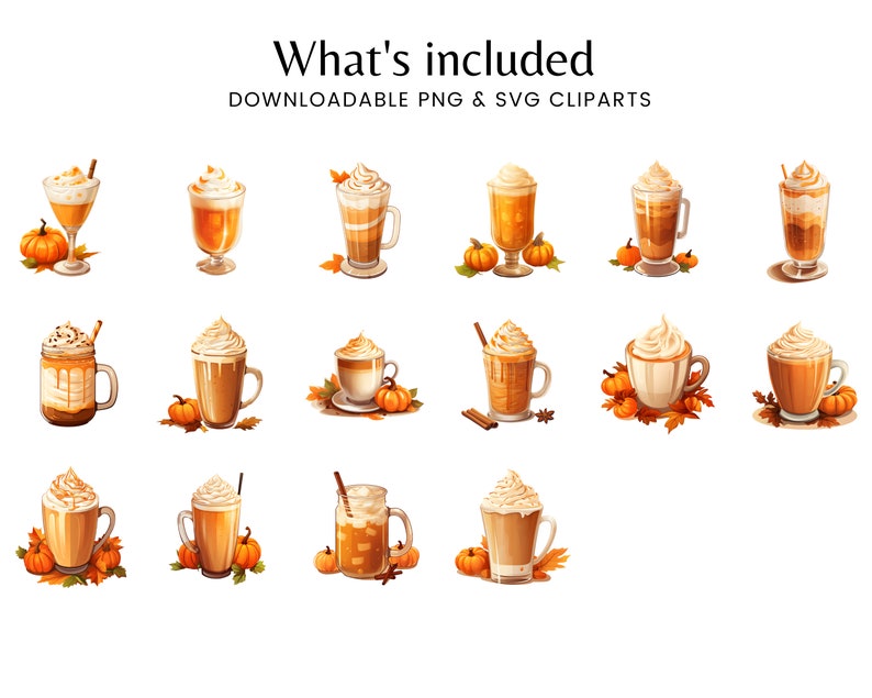 Pumpkin Spice Latte Clipart | Café Illustration | Watercolor Clipart ...