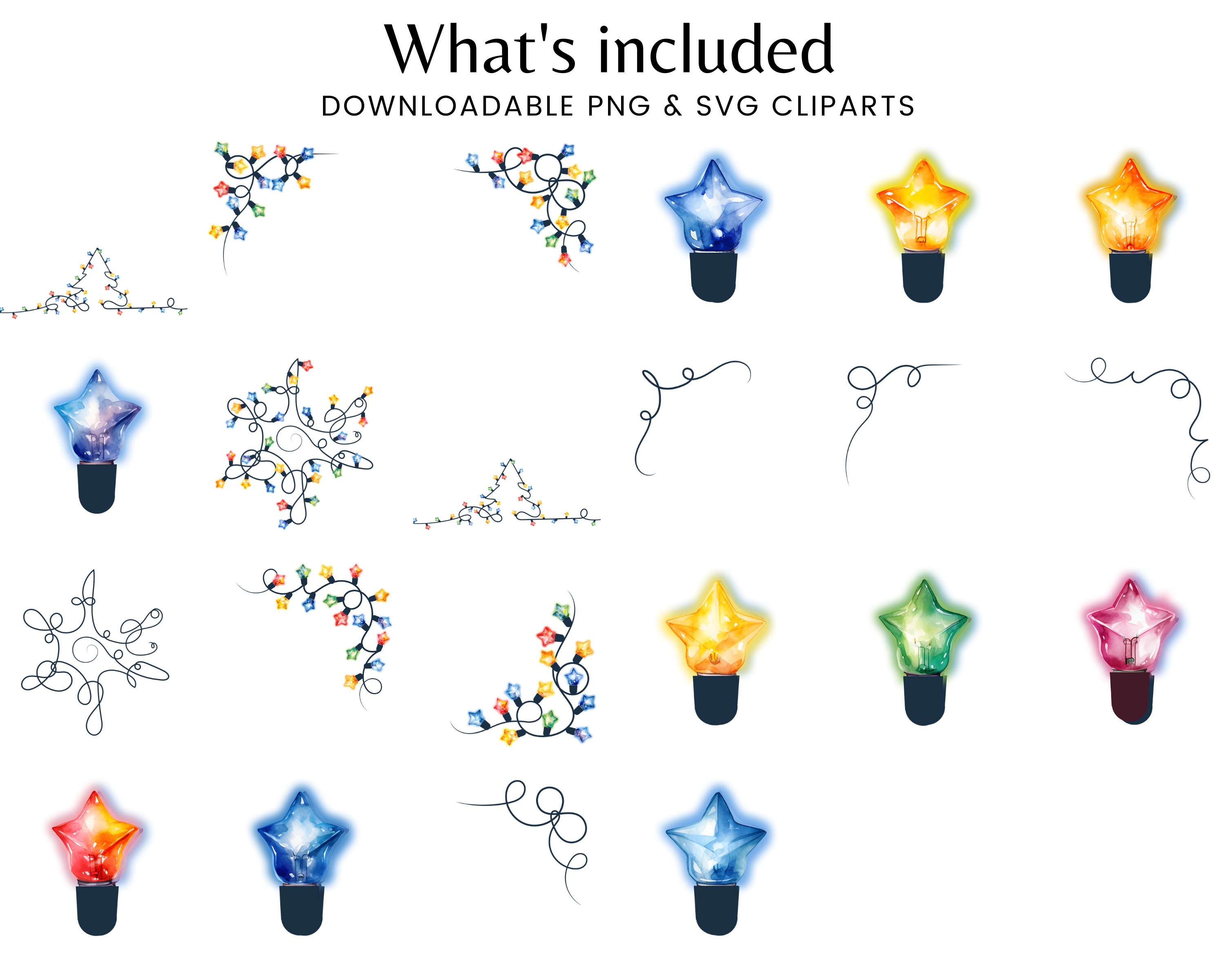 Commercial Use, Christmas Light Clipart, Light String Clipart, Xmas ...