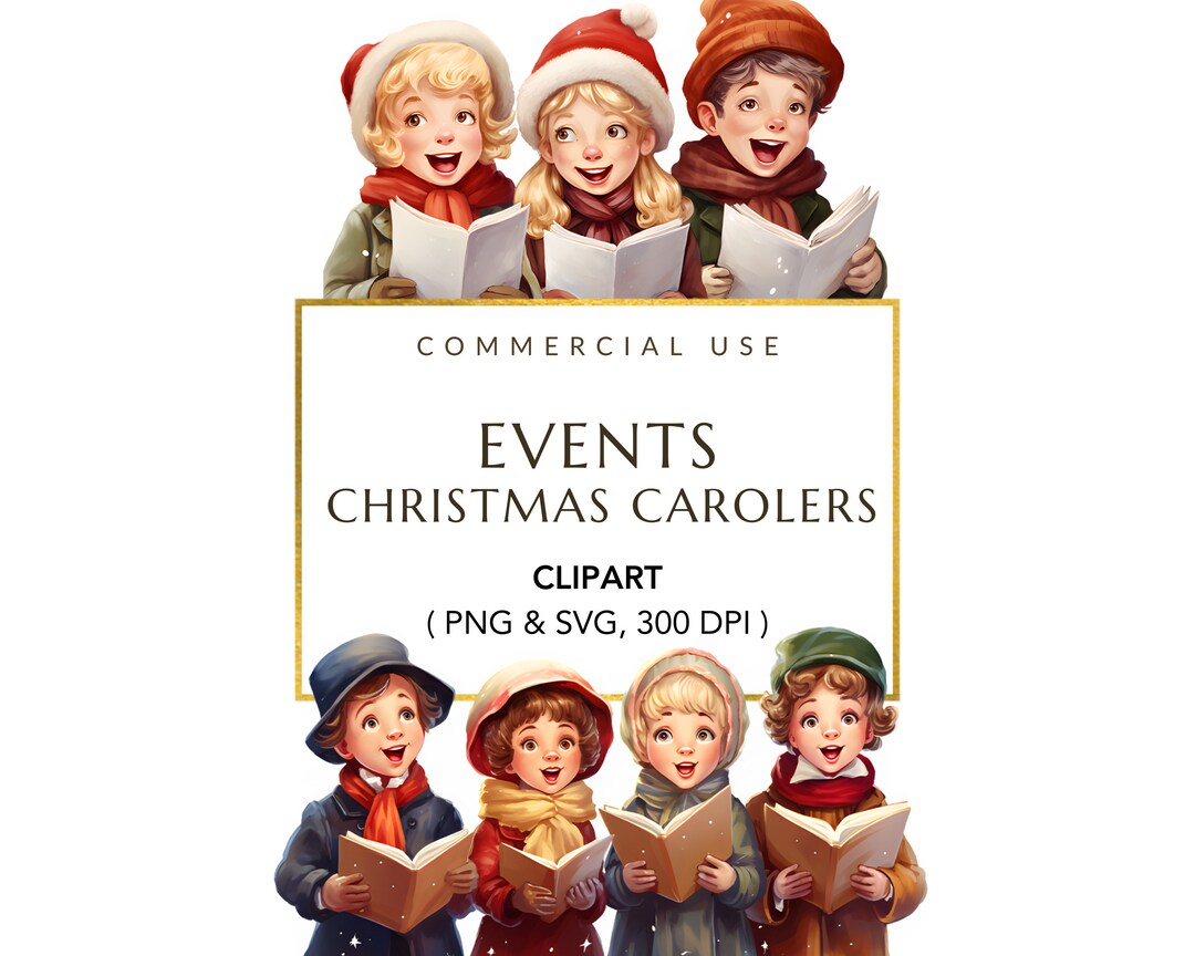 Kids Christmas Carols Clipart | Children Choir Clipart | Vintage ...